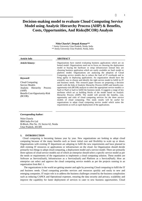 Pdf Decision Making Model To Evaluate Cloud Computing Service Model