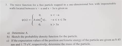 Solved The Wave Function For A Free Particle Trapped In A Chegg