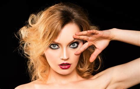 Beauty Young Woman Portrait Of Model With Natural Nude Make Up Stock