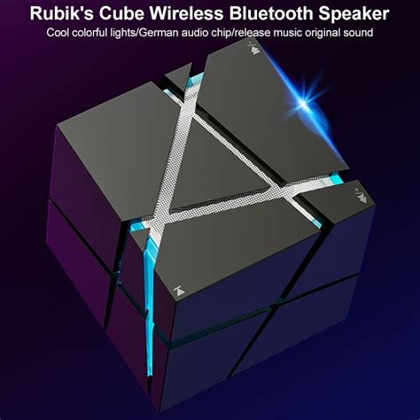 Qone Cube Shape Ai 스마트 음성 제어 블루투스 스피커 Rgb 라이트 미니 무선 오디오 색상 블루