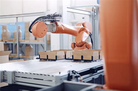 Packaging And Sorting Robot Helping Factory Worker Count Inventory Stock Illustration