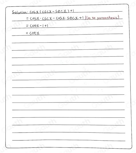 Solved Write The Expression Co Sxcsc X Sec X1 As Single