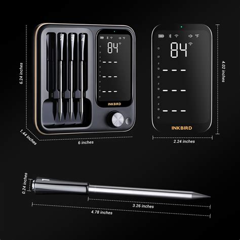 Inkbird 4 Probe Wireless Smart Meat Thermometer Int 14 Bw