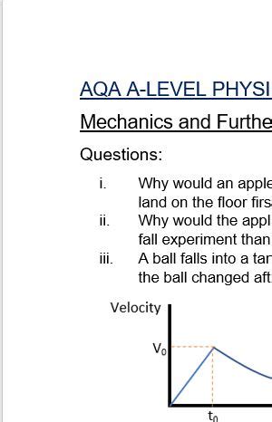 AQA A Level Physics Mechanics And Further Mechanics Questions And Answers Teaching Resources