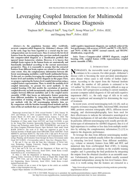 Leveraging Coupled Interaction For Multimodal Alzheimers Disease Diagnosis Pdf Medical