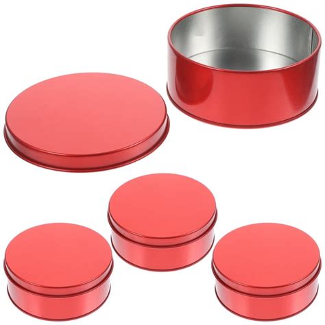4pcs Empty Cookie Tins Candy Boxes With Lids Cookie Wrapping Tins Round