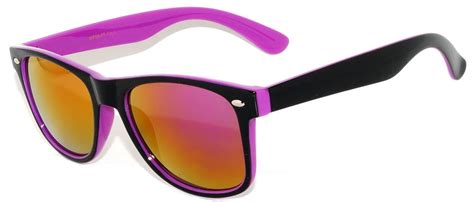 Retro Sunglasses Two Tone Black Purple Frame Mirror Lens