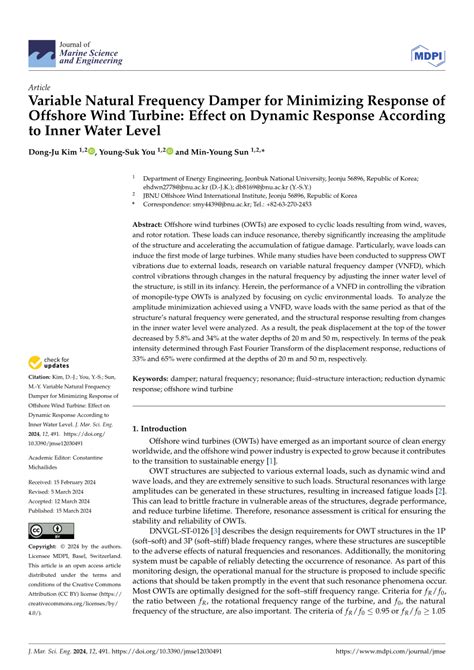 Pdf Variable Natural Frequency Damper For Minimizing Response Of Offshore Wind Turbine Effect