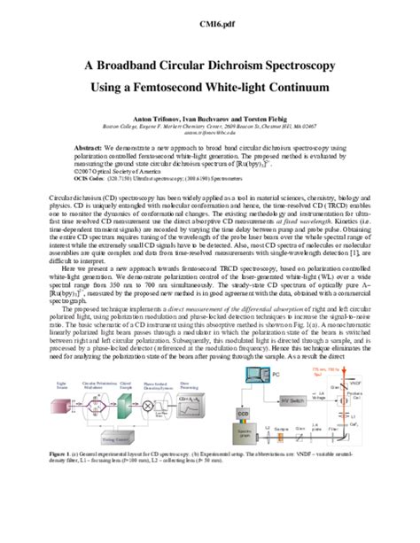 Pdf Broadband Circular Dichroism With Femtosecond Laser