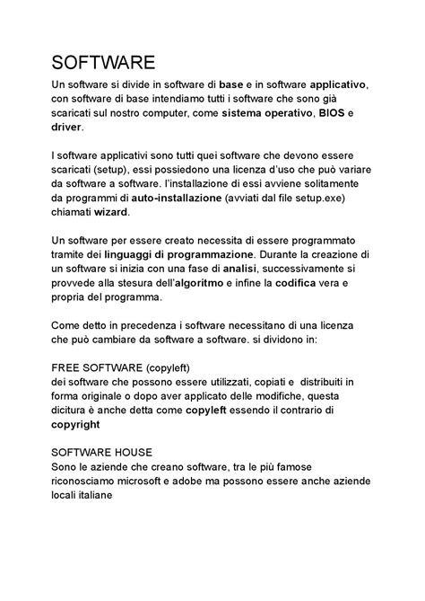 Appunti Sul Software E Sullhardware Appunti Di Informatica Docsity
