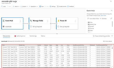 Build Real Time Dashboard With Power Bi Dataset Produced From Stream Analytics No Code Editor