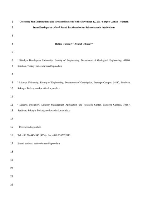 Pdf Coseismic Slip Distributions And Stress Interactions Of The
