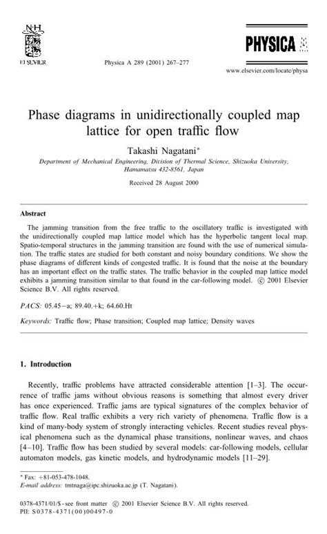 Pdf Phase Diagrams In Unidirectionally Coupled Map Lattice For Open Traffic Flow Dokumentips