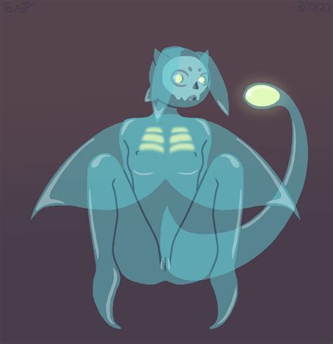 Rule 34 Anthro Bioluminescence Blue Body Blue Horn Blue Wings Bone Breasts Evaj Artist
