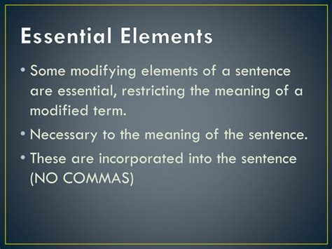 Ppt Essential Vs Non Essential Elements In Clauses Powerpoint