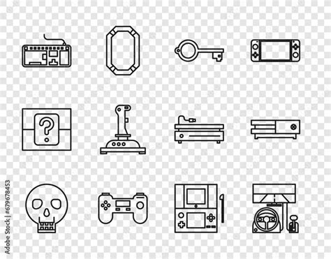 Set Line Skull Racing Simulator Cockpit Ancient Key For Game Gamepad Computer Keyboard