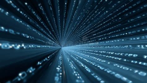 Digital Tunnel Of Binary Code Flowing Towards A Bright Center