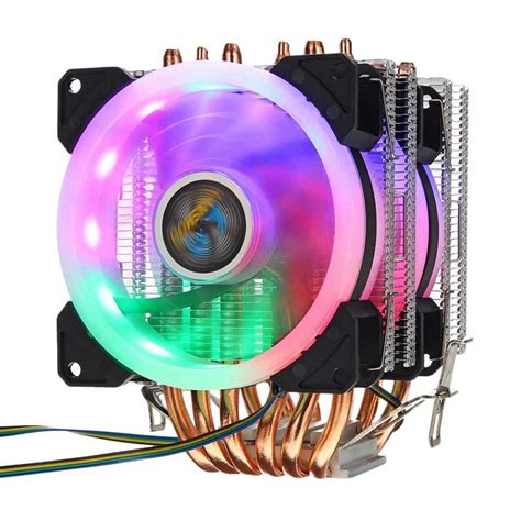 6 Heatpipe Cpu Kylare Fläkt 3 Rad Rgb Led Kylfläkt Grandado