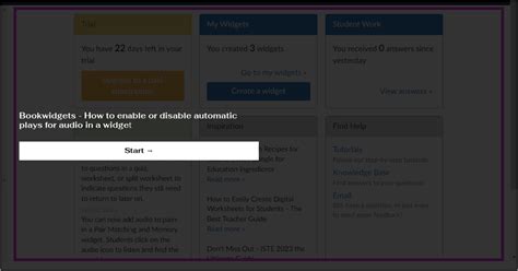 bookwidgets how to enable or disable automatic plays for audio in a