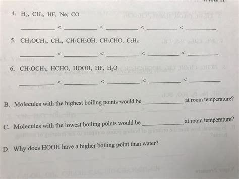 solved iii boiling point a place the following molecules