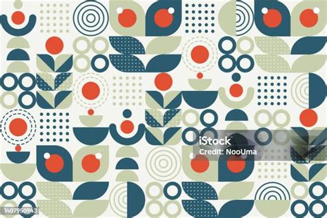 기하학적 추상 패턴 배경 원 반원 및 도트 패턴의 간단한 모양으로 모자이크의 평면 디자인 0명에 대한 스톡 벡터 아트 및 기타