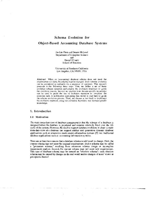 Pdf Schema Evolution For Object Based Accounting Database Systems