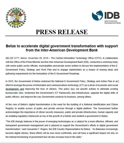 Belize To Accelerate Digital Government Transformation With Support