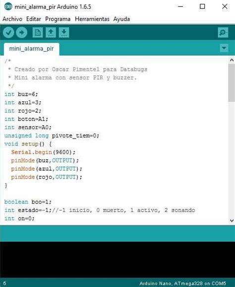 Mini Alarma Pir Arduino Paso 2 Código Arduino Y Funcionamiento