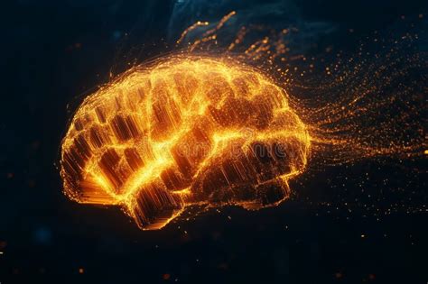Glowing Digital Brain Abstract Network Of Light Particles Forming A