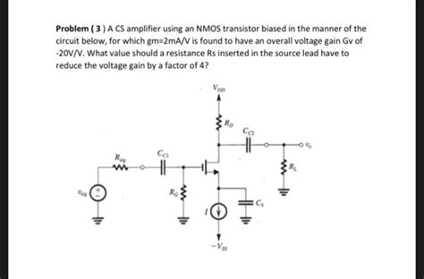 Solved Problem A CS Amplifier Using An NMOS Transistor Chegg
