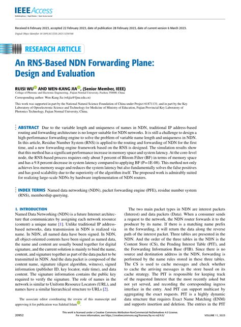 Pdf An Rns Based Ndn Forwarding Plane Design And Evaluation