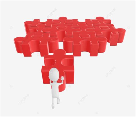 Jigsaw Puzzle Solver D Animated Character Of A Man Strategically Red Missing Develop Png