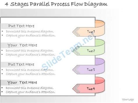 Four Stages Parallel Process Flow Diagram For Powerpoint Slides And Ppt Diagrams With Arrows