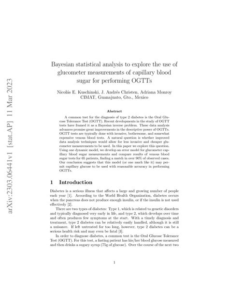 Bayesian Statistical Models To Explore The Use Glucometer Measurements