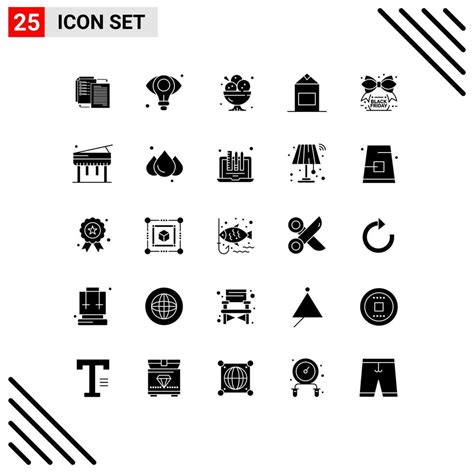 User Interface Pack Of 25 Basic Solid Glyphs Of Black Friday Pack Idea Milk Ice Cream Editable