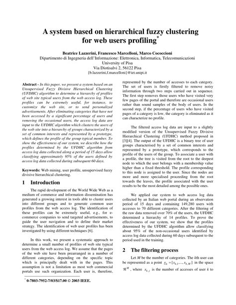 Pdf A System Based On Hierarchical Fuzzy Clustering For Web Users