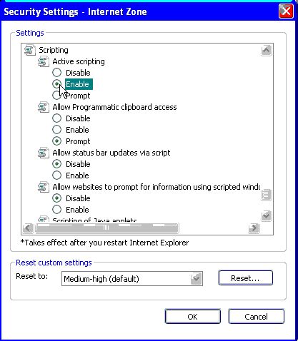 How To Enable JavaScript Active Scripting
