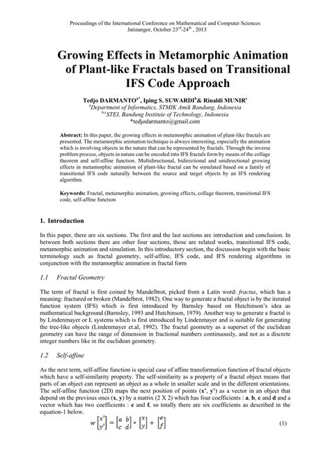 Pdf Growing Effects In Metamorphic Animation Of Plant Like Fractals