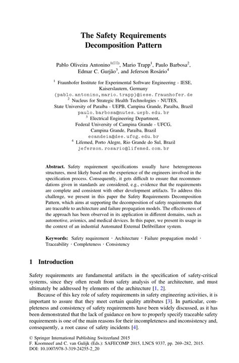 Pdf The Safety Requirements Decomposition Pattern