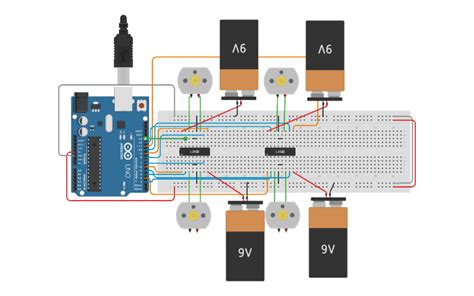 Circuit Design 4 Motors 2 L293d Tinkercad