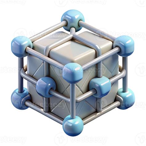 Impressive Classic Blockchain Cube Structure Connected Nodes