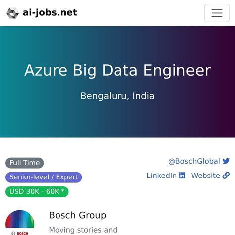Hiring Azure Big Data Engineer In Bengaluru India Raimljobs