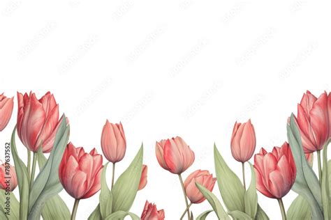 Png Realistic Vintage Drawing Of Tulip Border Backgrounds Flower Plant