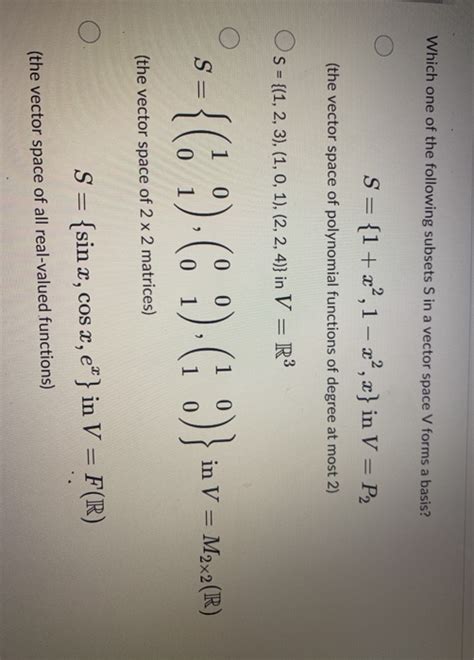 solved which one of the following subsets s in a vector