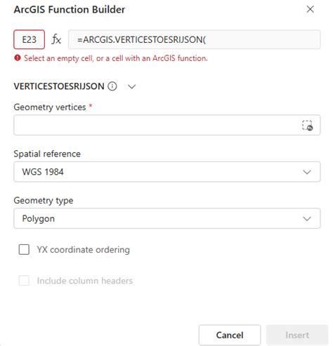 Arcgis For Excel Function Builder Access Functio Esri Community