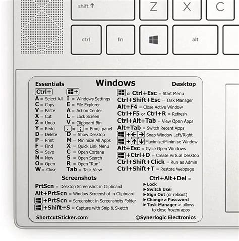 Synerlogic Windows Pc Reference Keyboard Shortcut Vinyl Sticker No
