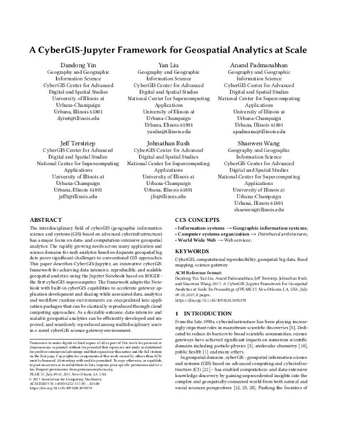 Pdf A Cybergis Jupyter Framework For Geospatial Analytics At Scale