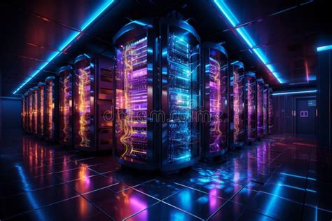 Server Racks In Computer Network Security Server Room Futuristic Data Center Ai Generated