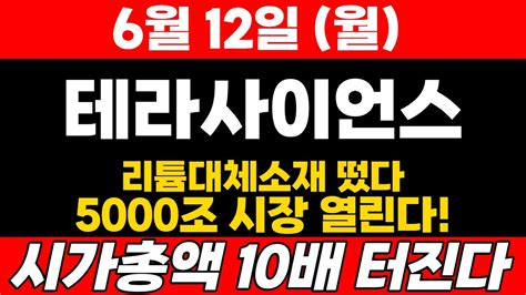 테라사이언스 6월12일 월요일 폭등 종목 정리 월요일 오전 10시 이후 폭등테라사이언스 테라사이언스주가 Youtube