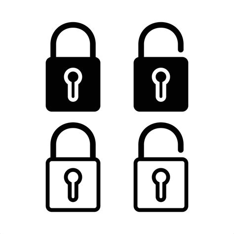 Locked And Unlocked Padlock Black And Outline Icons 2774820 Vector Art